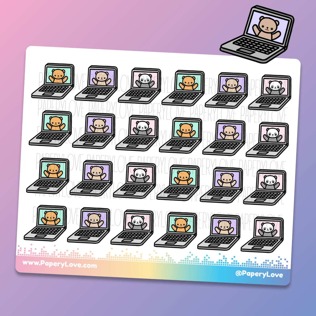 Planner Stickers | Lap Top Bears - PaperyLove
