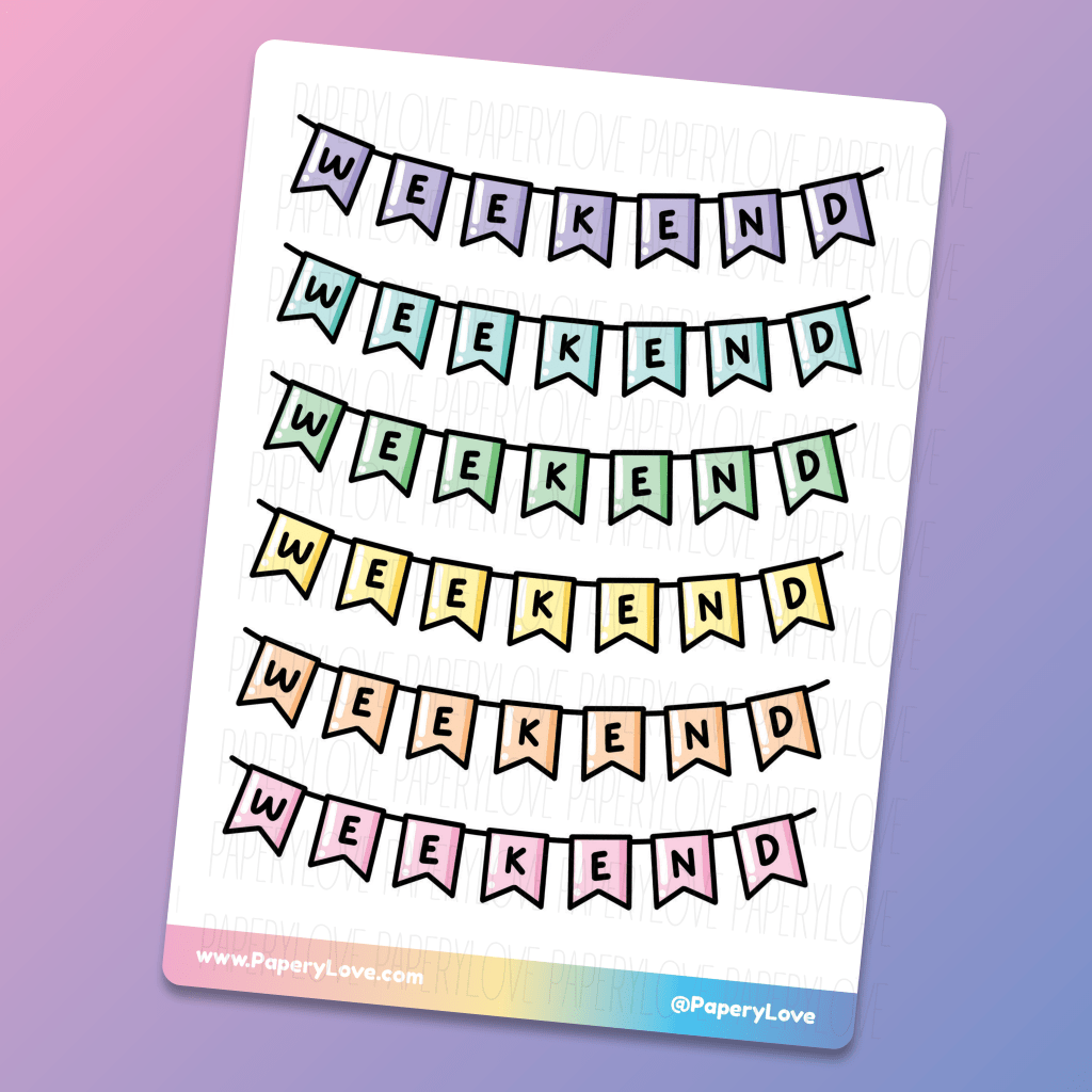 Planner Stickers | Weekend Banner Flags - PaperyLove