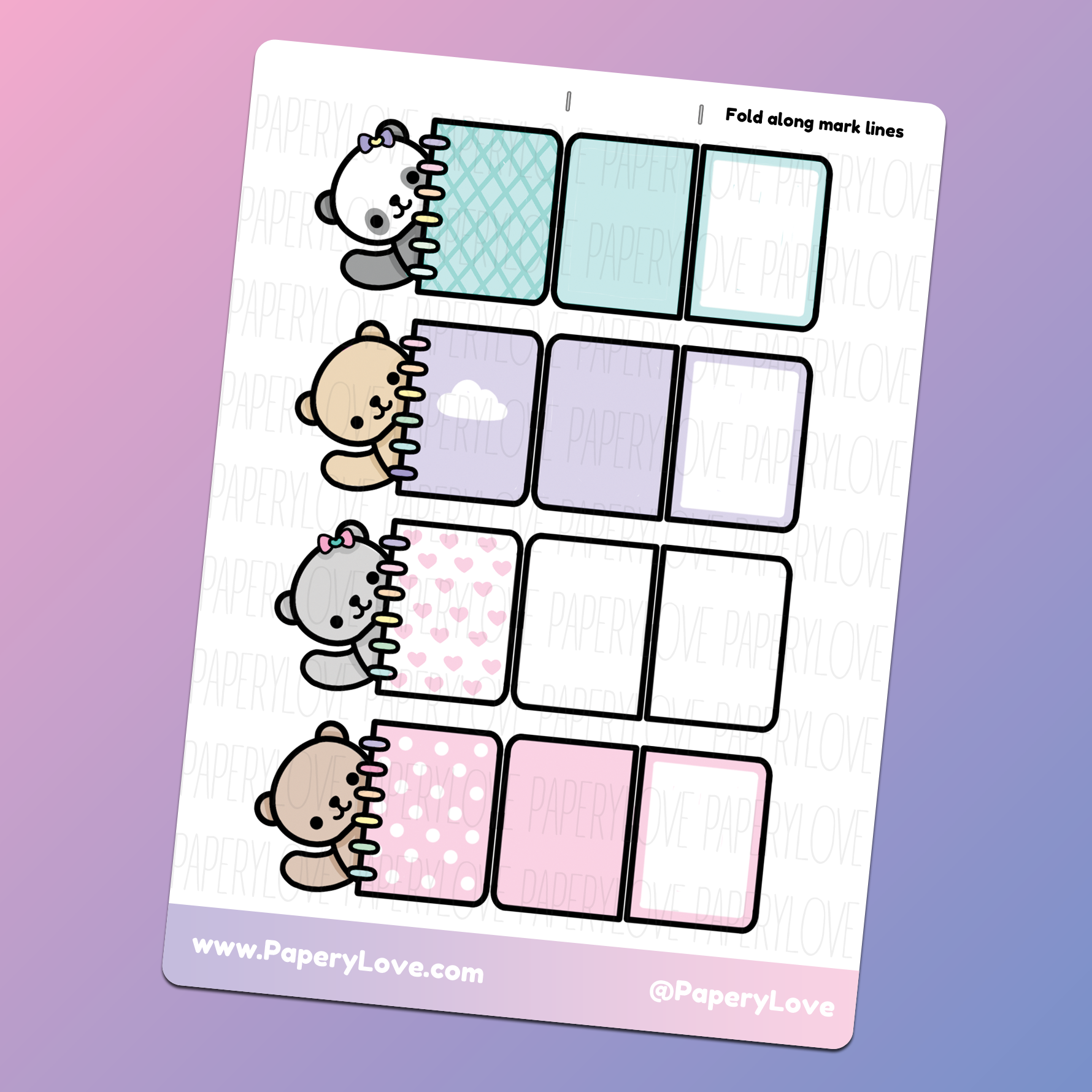 Foldable Stickers | Disc Planner Bears - PaperyLove