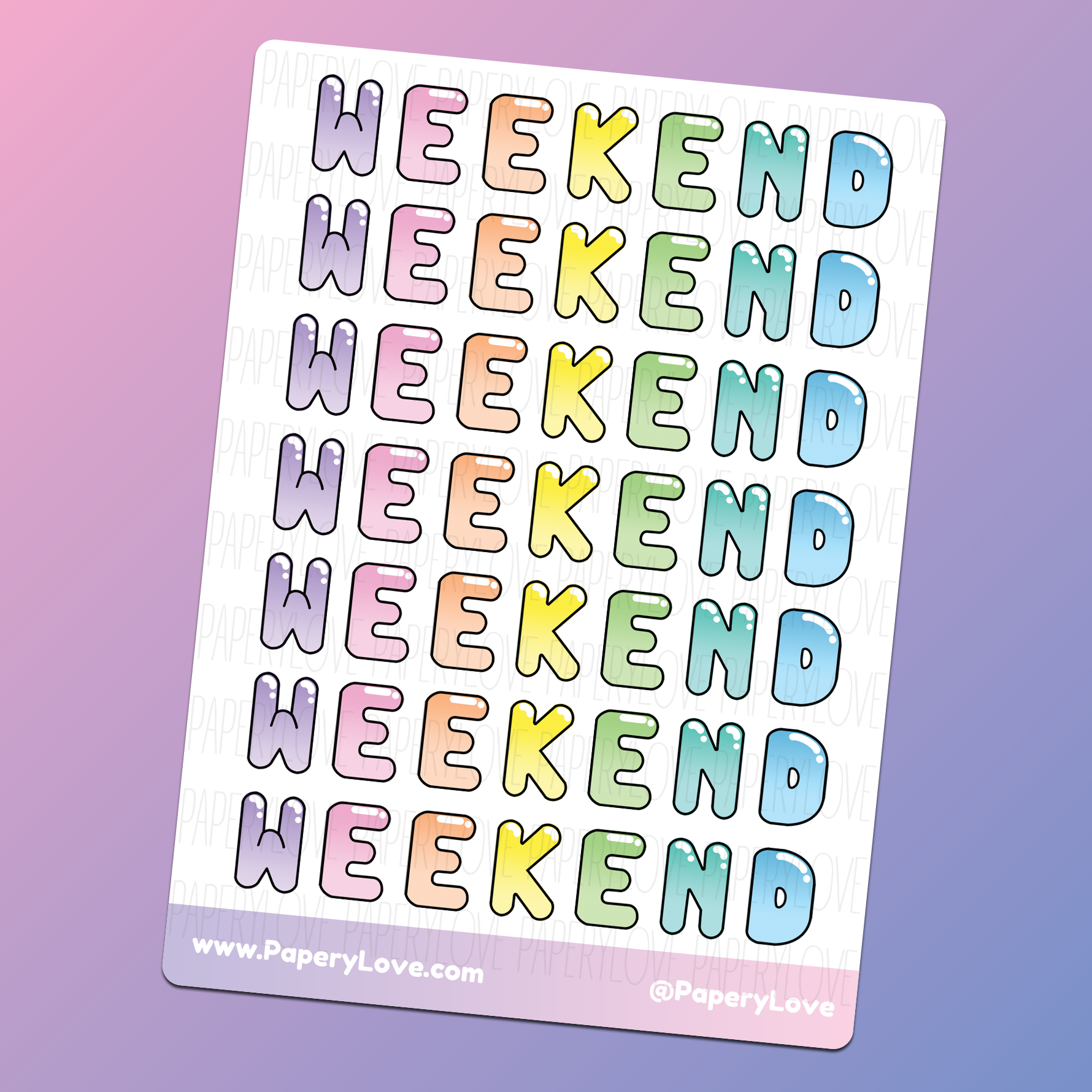 Planner Stickers | Weekend Banner Bubble Rainbow - PaperyLove